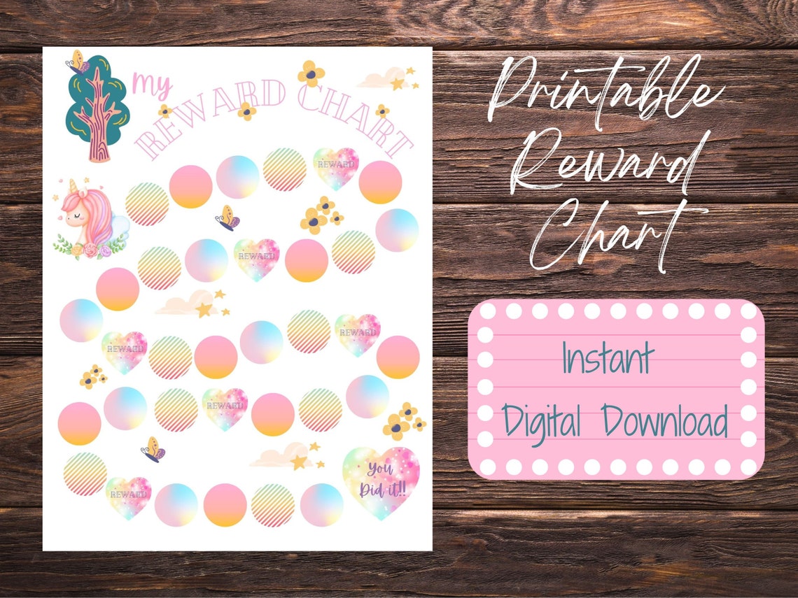 Printable Unicorn Rainbow Reward Chart, Astronaut, Planets, Stars ...
