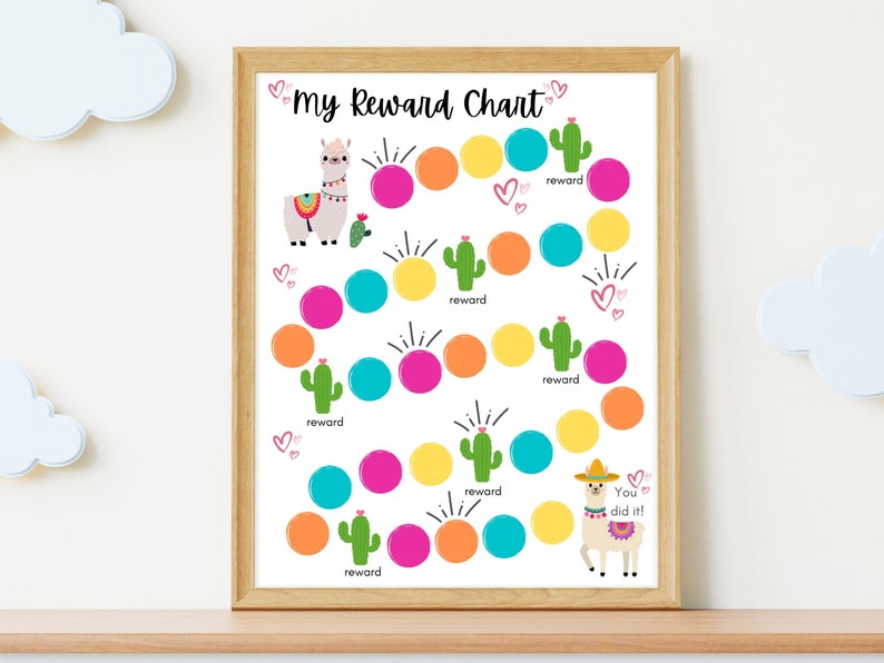 Printable Llama Cactus Reward Chart, Astronaut, Planets, Stars, Toddler ...