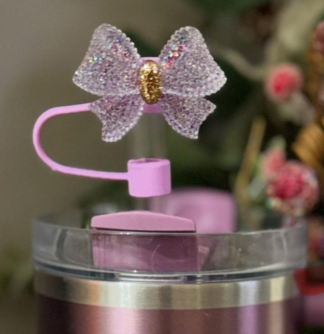 Bow Straw Topper for Stanley, Glitter Ribbon Bows, Cute 10mm Straw Tip ...