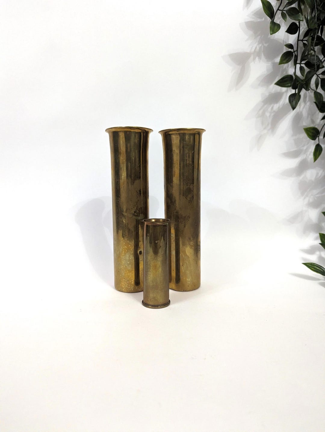 Three Antique Solid Brass Trench Art Shell Casings - Etsy