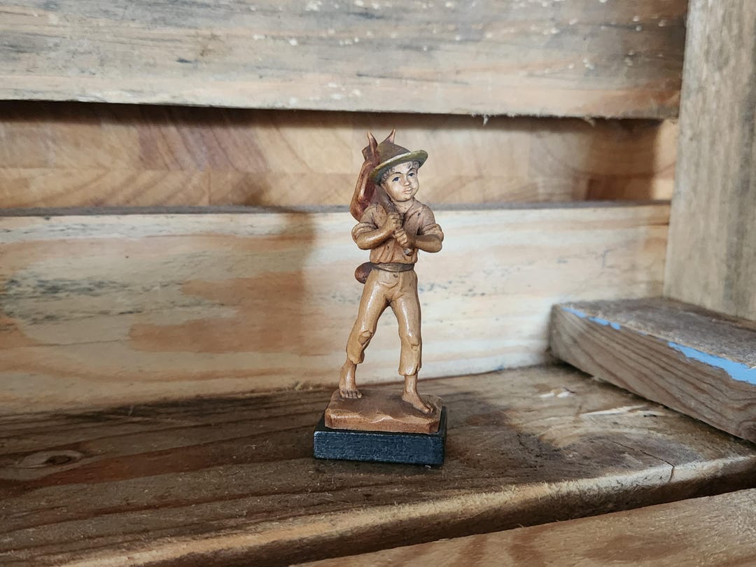 Vintage Anri Italy Ulrich Bernardi Wood Carved Runaway Wander Boy ...