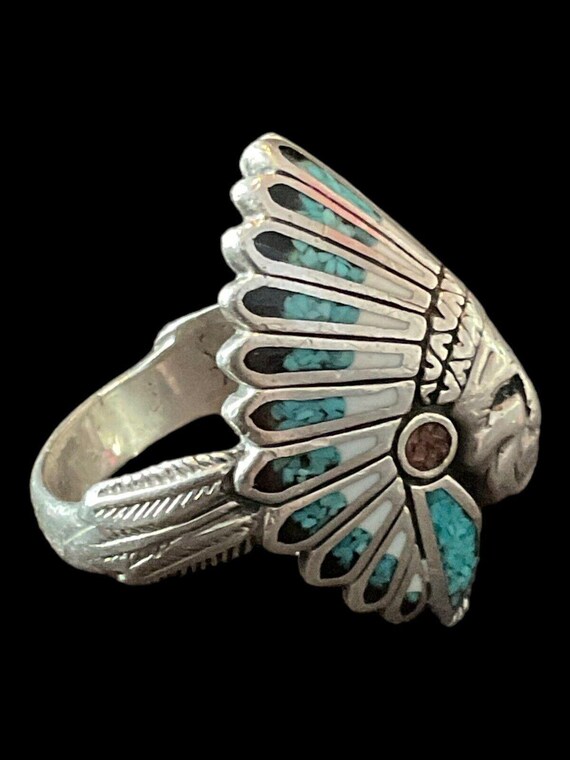 Native American Navajo Sterling Silver Indian Chief R… - Gem