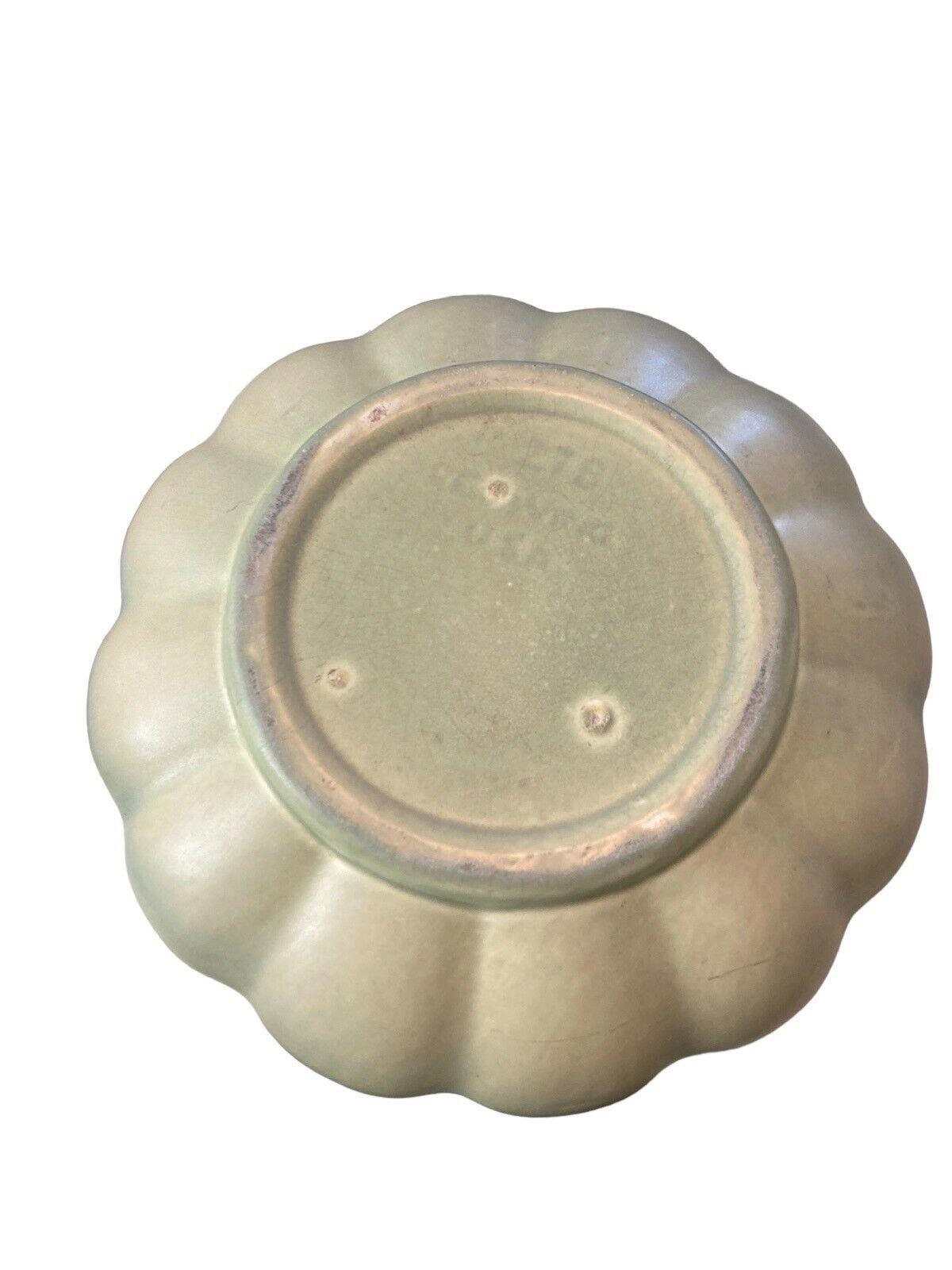 Vintage 1940s Red Wing Rumrill Pottery Fluted Green Frog Bowl Planter ...