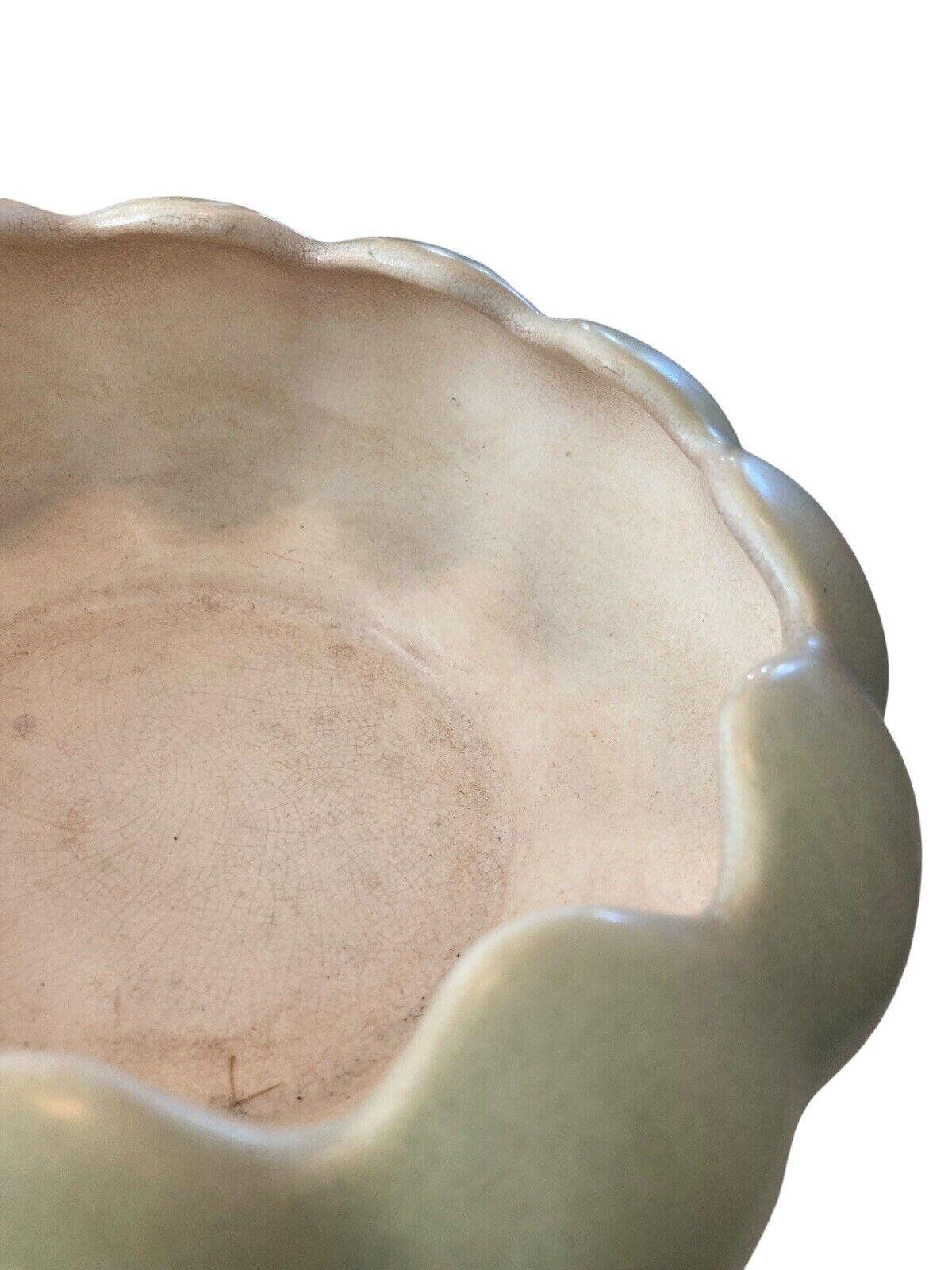 Vintage 1940s Red Wing Rumrill Pottery Fluted Green Frog Bowl Planter ...