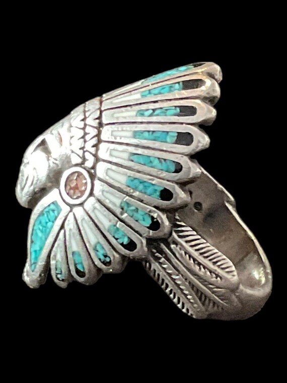 Native American Navajo Sterling Silver Indian Chief R… - Gem