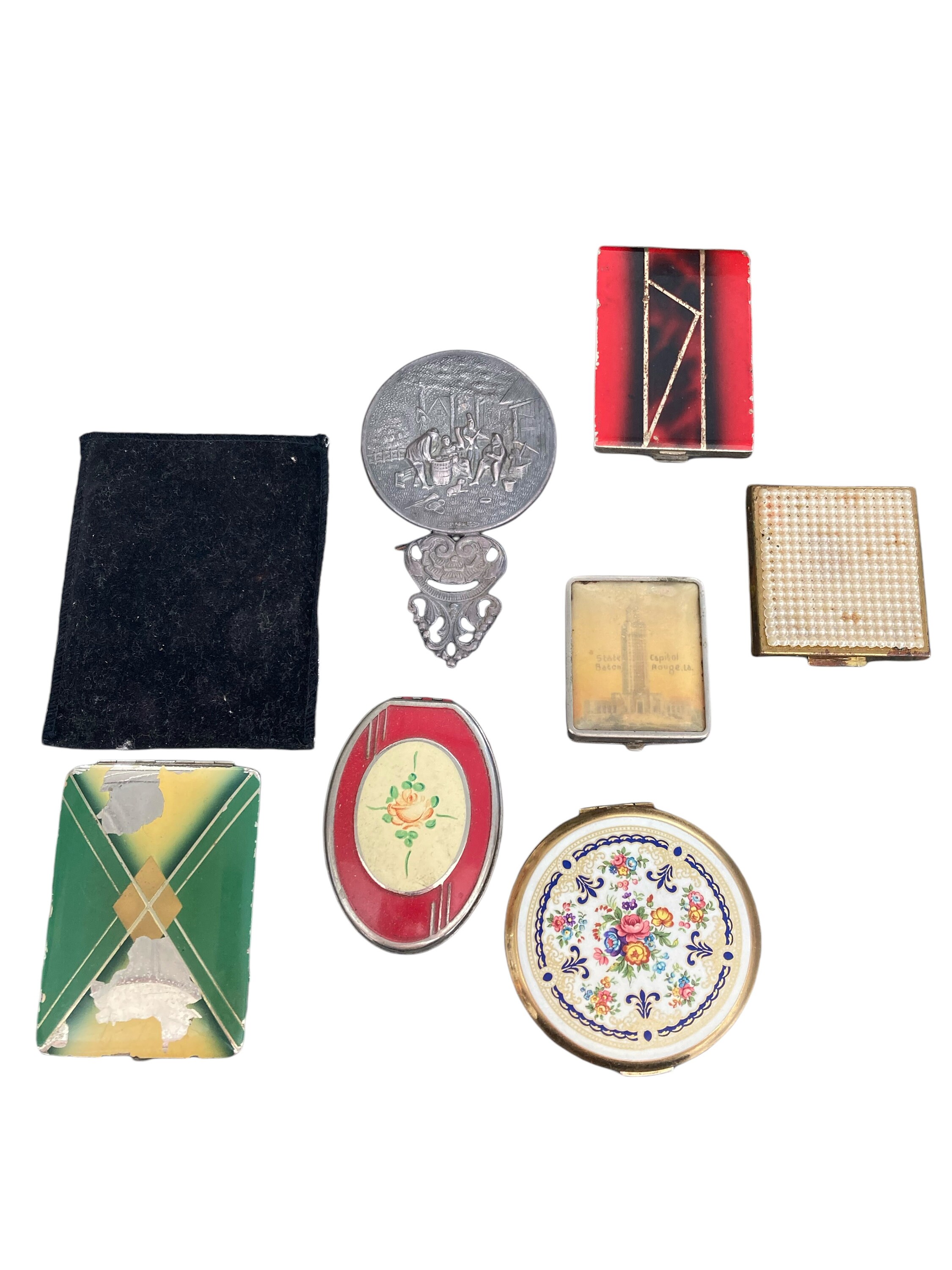 Lot of Seven Vintage Makeup Compacts and Two Mirrors Art Deco - Etsy