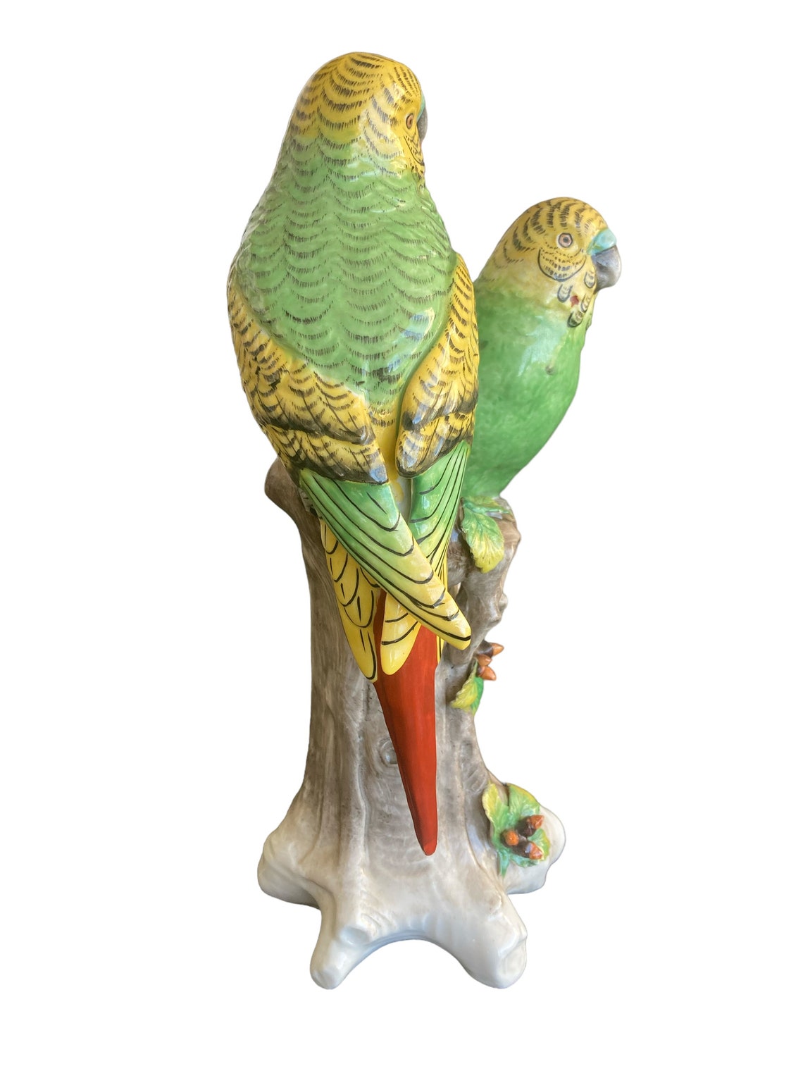Antique Porcelain Sitzendorf Pair of Budgerigar Parrots Statue ...