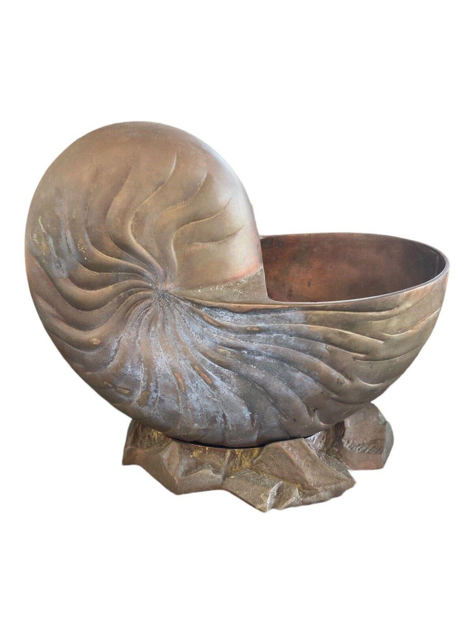 Vintage MCM Neiman Marcus Huge Bronze Nautilus Snail Planter Bottle ...