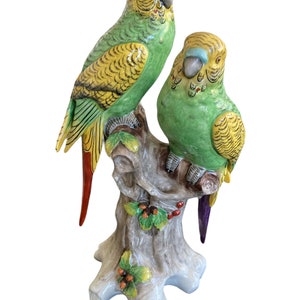 Antique Porcelain Sitzendorf Pair of Budgerigar Parrots Statue ...