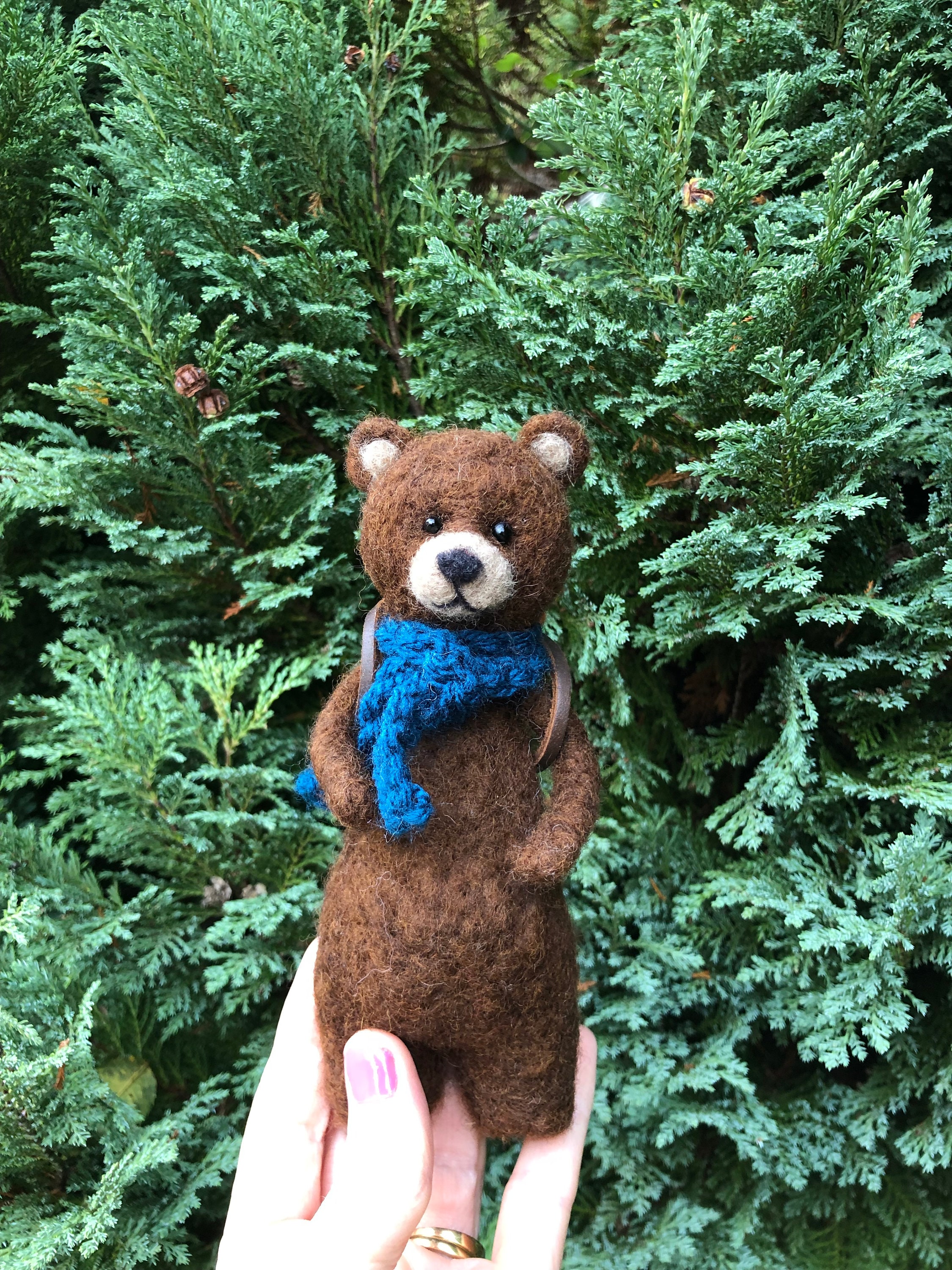 Bear Daddy, Handmade Needlefelted Bear With Hand Crocheted Scarf and a ...