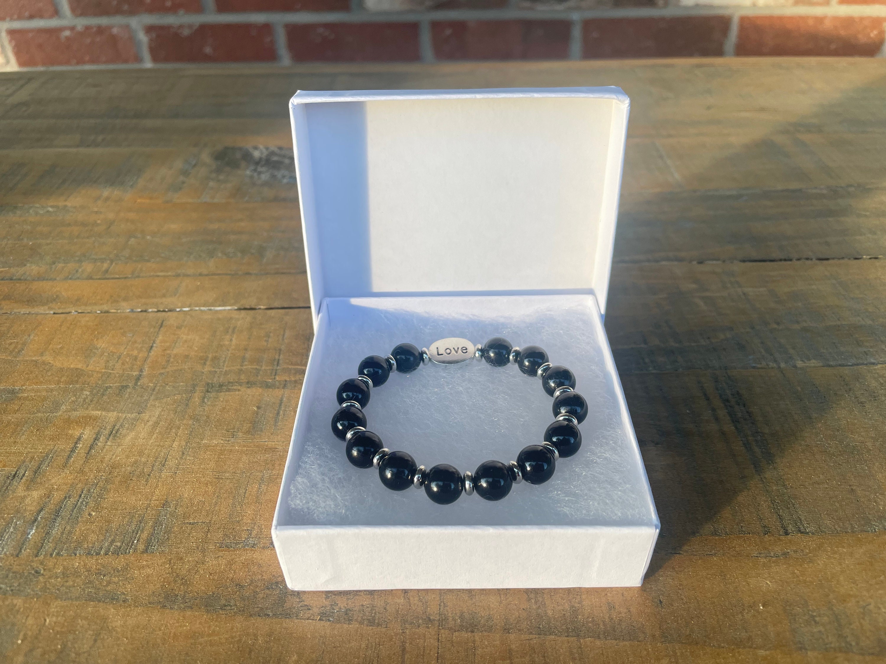 Men's Black Bead Bracelet - Etsy