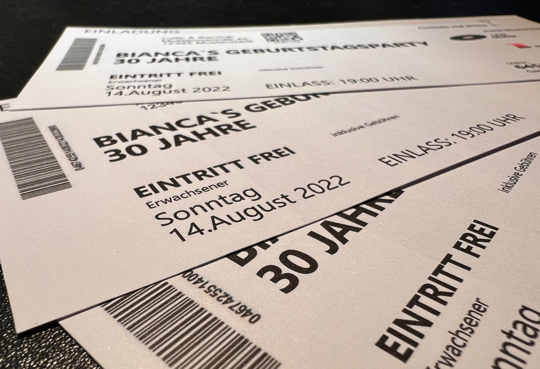 Personalized Tickets Invitation Entrance Ticket Concert Ticket White - Etsy