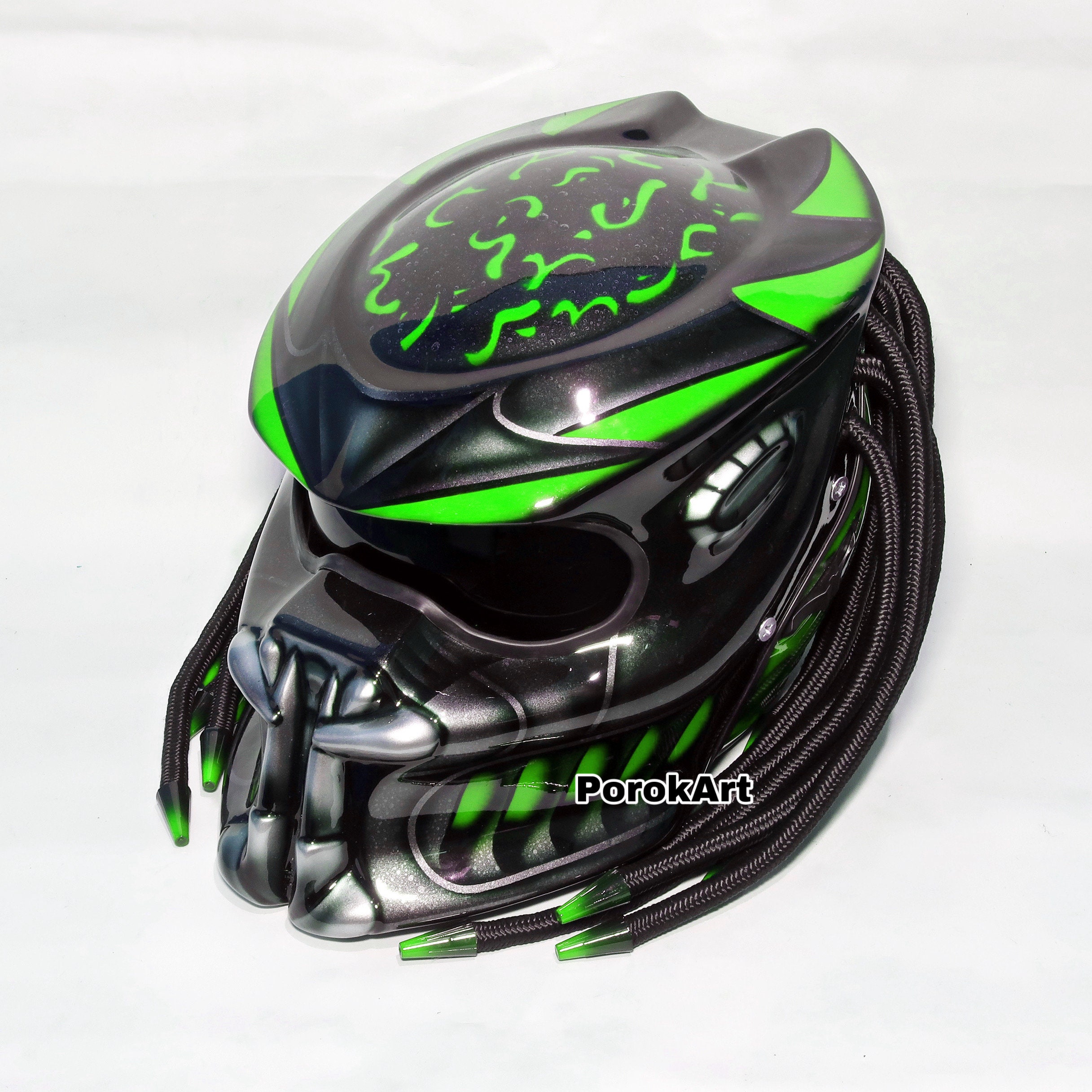 Top Predator Helmet Green Fire dot Ece Certified - Etsy