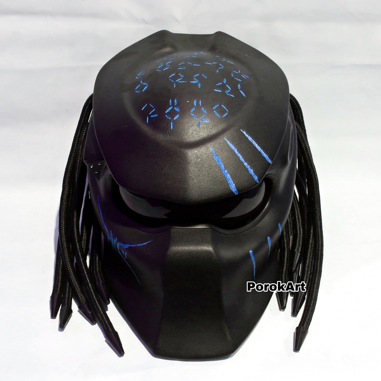 Predator Motorcycle Custom Helmet Blue Crack (dot Ece Certified) - Etsy