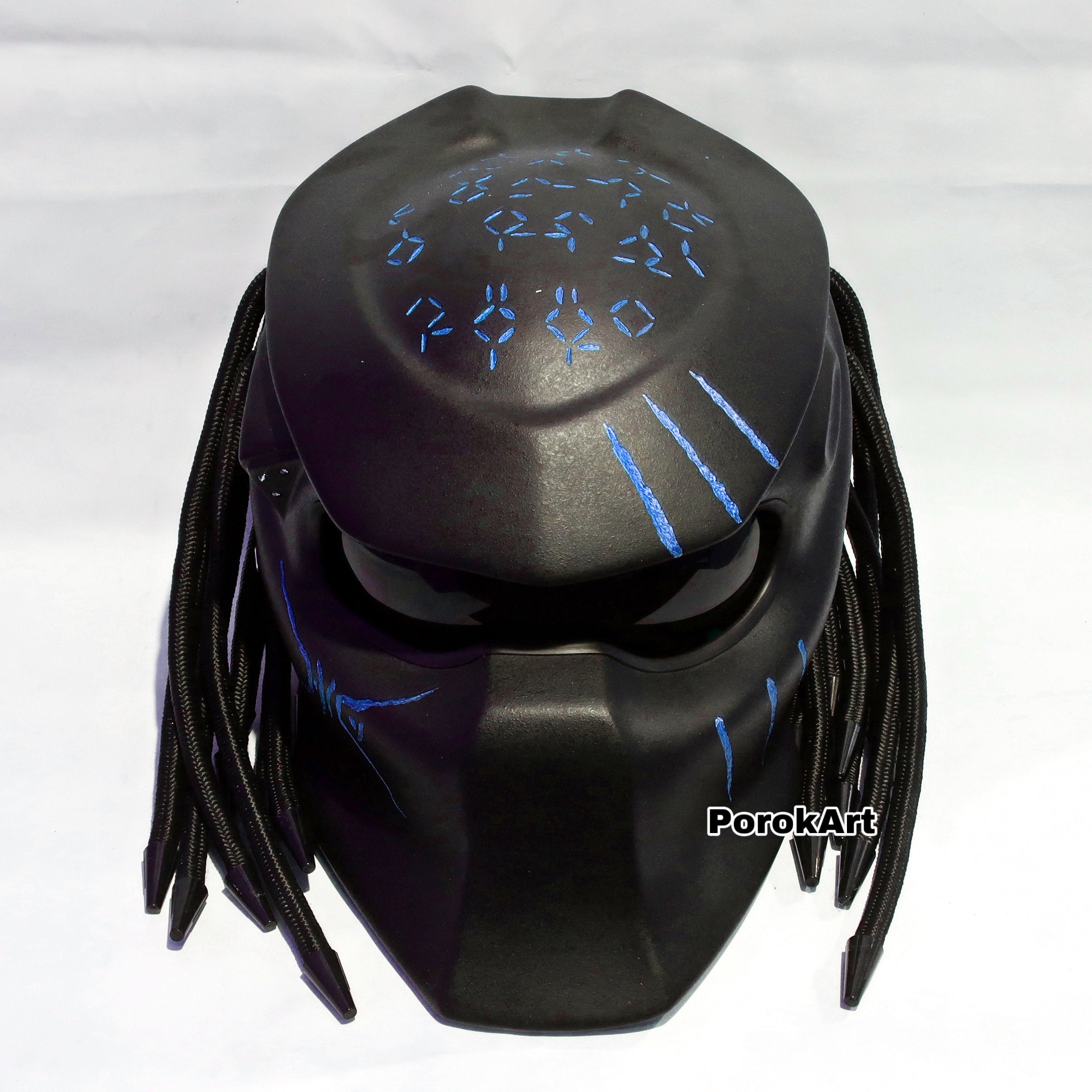 Predator Motorcycle Custom Helmet Blue Crack (dot Ece Certified) - Etsy