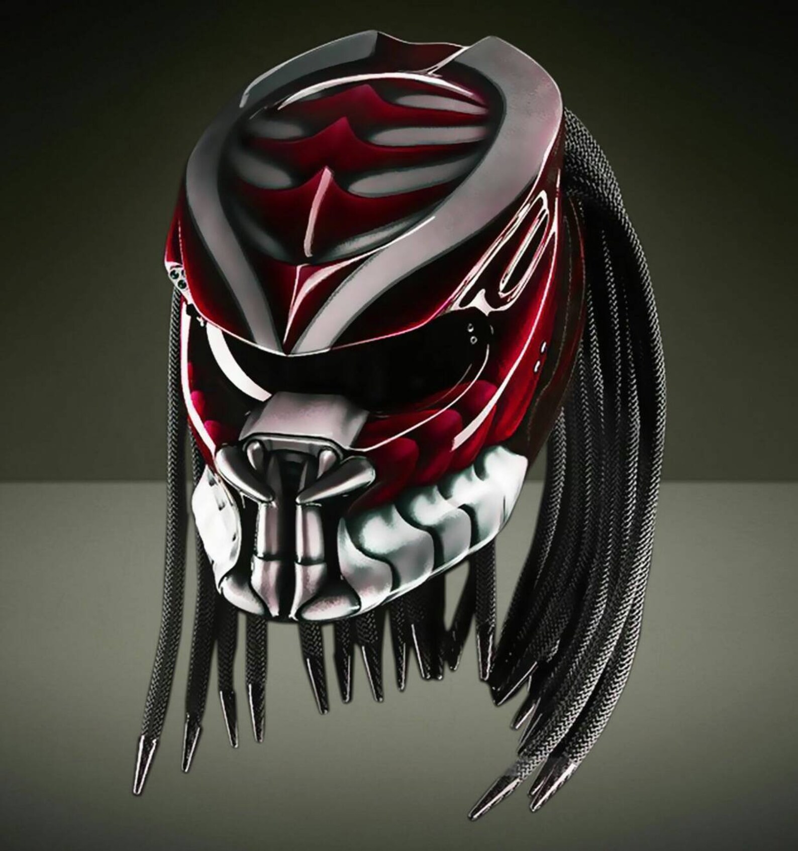 Custom Predator Motorcycle Helmet White Red Shark Motive (dot Ece ...
