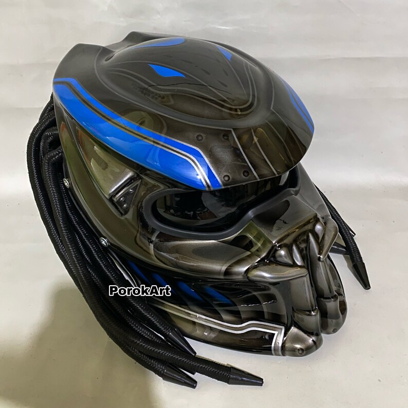Great! Predator Custom Helmet Black Blue (dot Ece Certified) - Etsy
