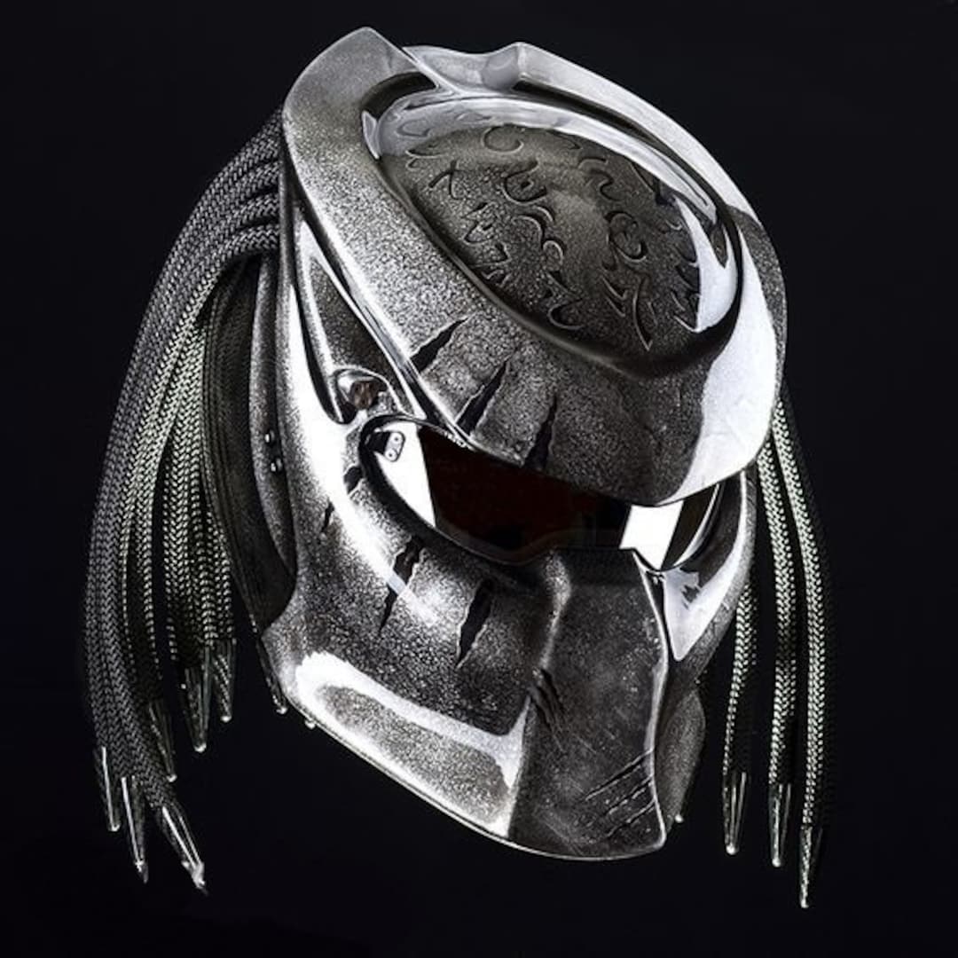 Predator Custom Motorcycle Helmet Silver Crack Style (dot Ece Certified ...