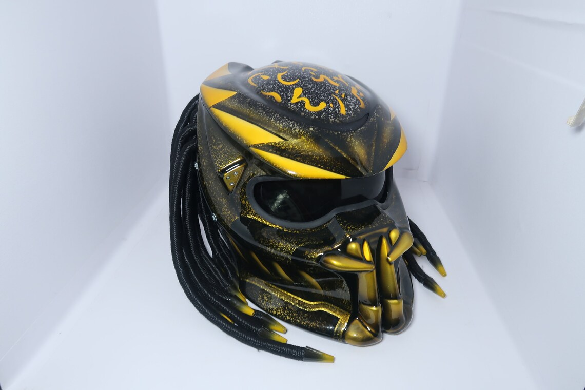 Custom Predator Helmet Art Golden Fire Motive Hand Painted - Etsy