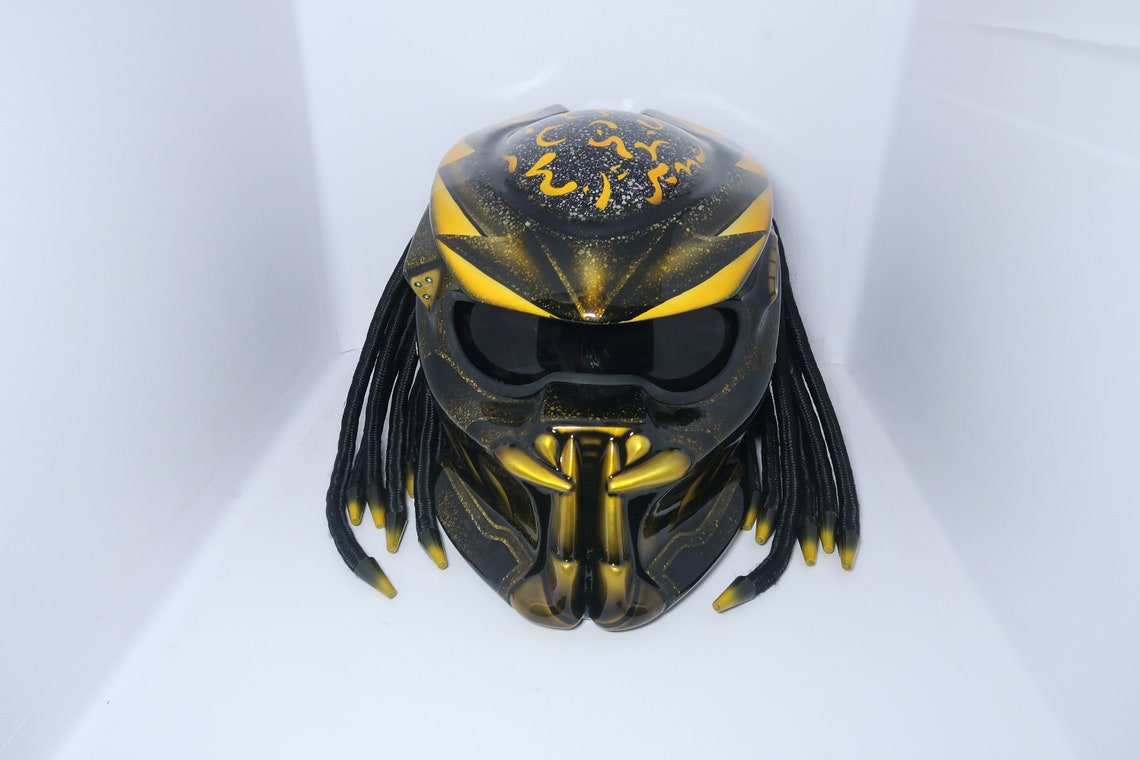 Custom Predator Helmet Art Golden Fire Motive Hand Painted - Etsy