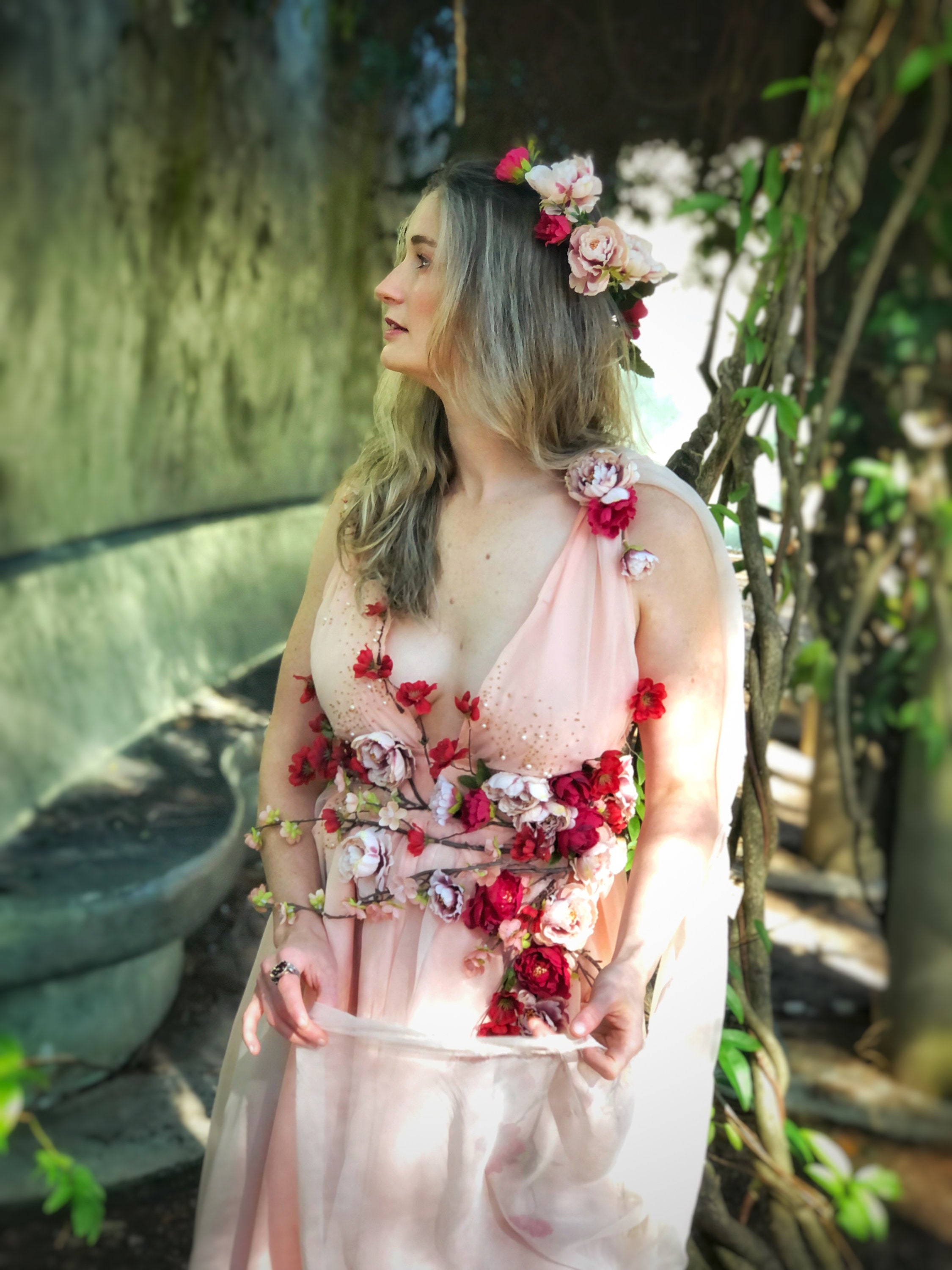 Fantasy Goddess Gown, Persephone Costume, Floral Maiden, Greek Goddess ...