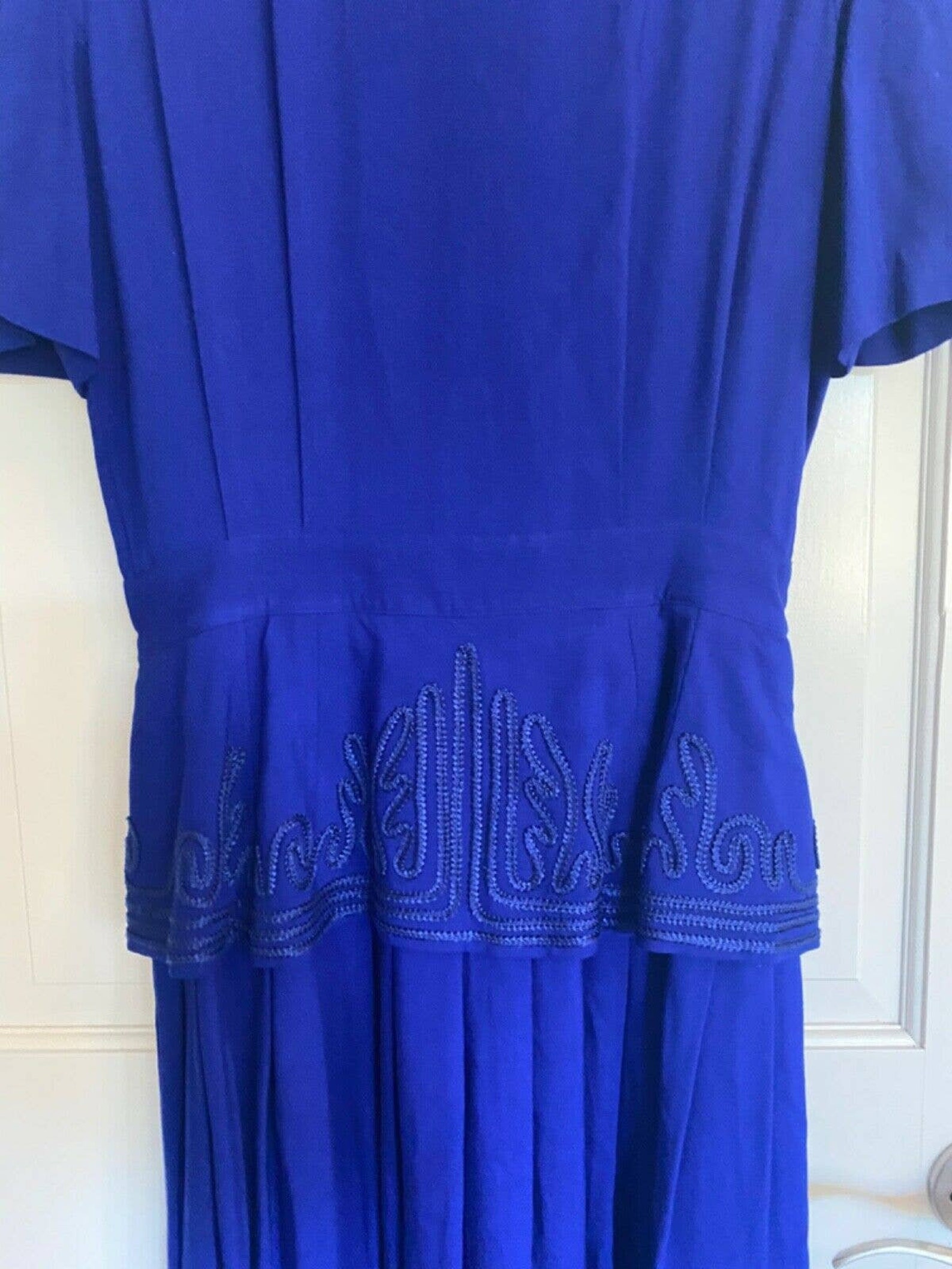Vintage Sarah Elizabeth Long Dress Blue Sz 10 Rayon Short Sleeve ...
