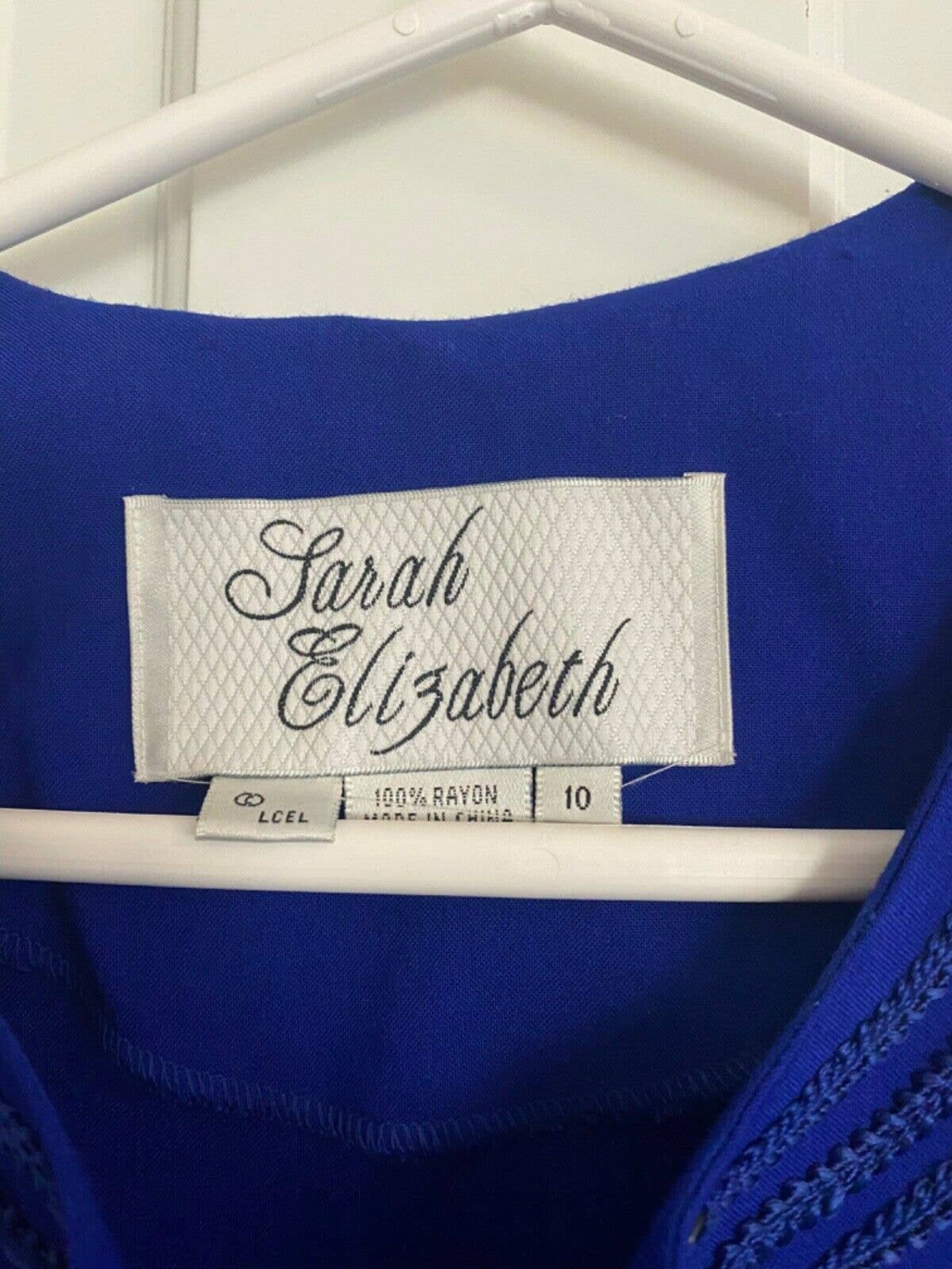 Vintage Sarah Elizabeth Long Dress Blue Sz 10 Rayon Short Sleeve ...