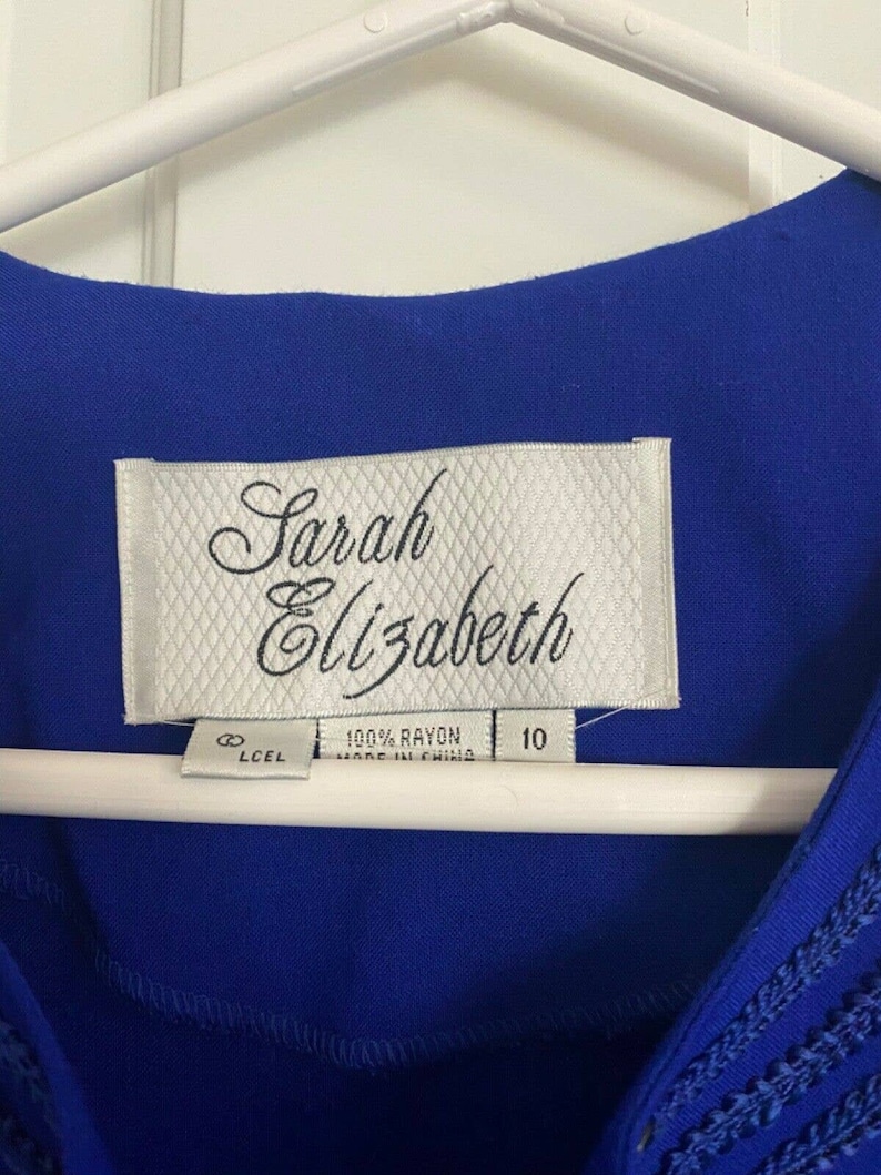 Vintage Sarah Elizabeth Long Dress Blue Sz 10 Rayon Short Sleeve ...
