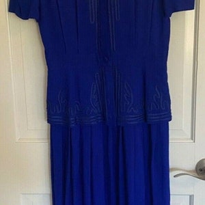 Vintage Sarah Elizabeth Long Dress Blue Sz 10 Rayon Short Sleeve ...