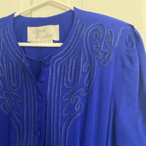 Vintage Sarah Elizabeth Long Dress Blue Sz 10 Rayon Short Sleeve ...