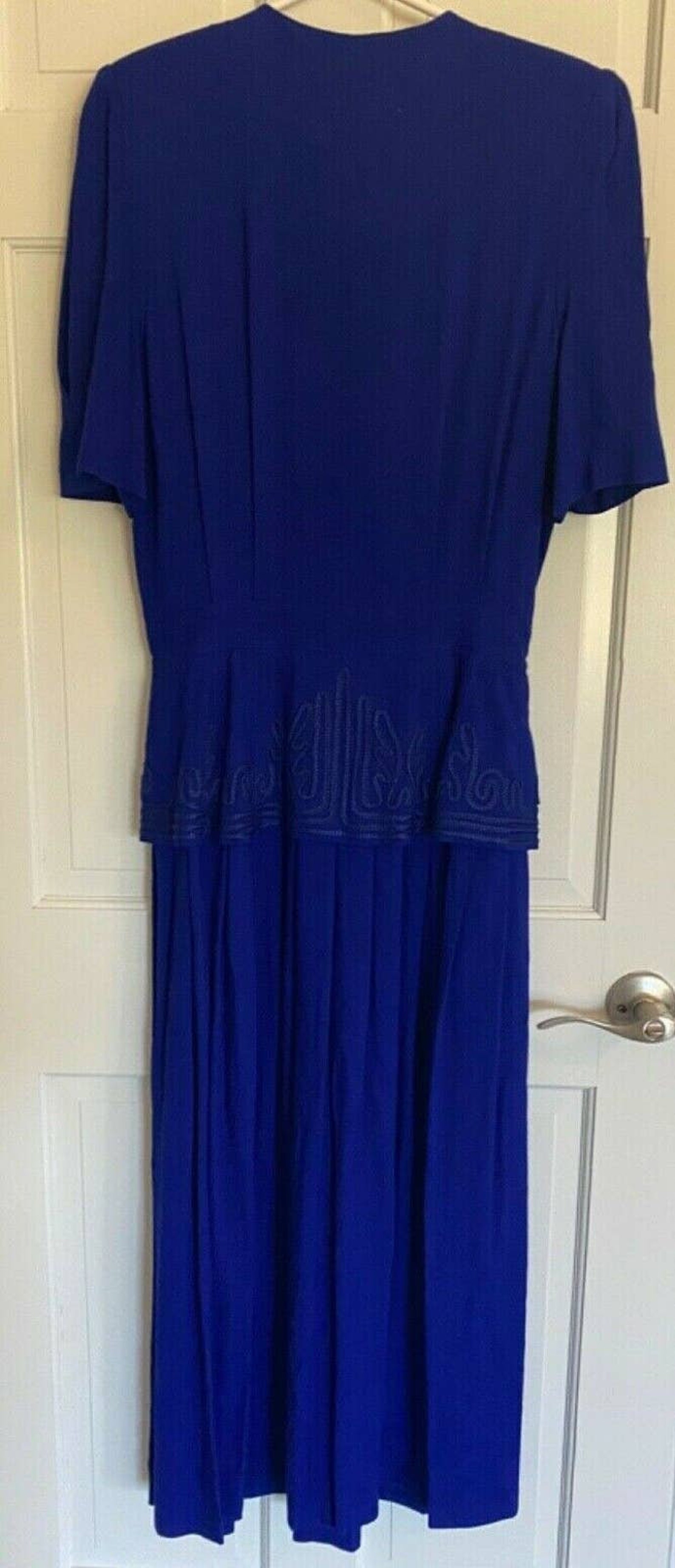 Vintage Sarah Elizabeth Long Dress Blue Sz 10 Rayon Short Sleeve ...