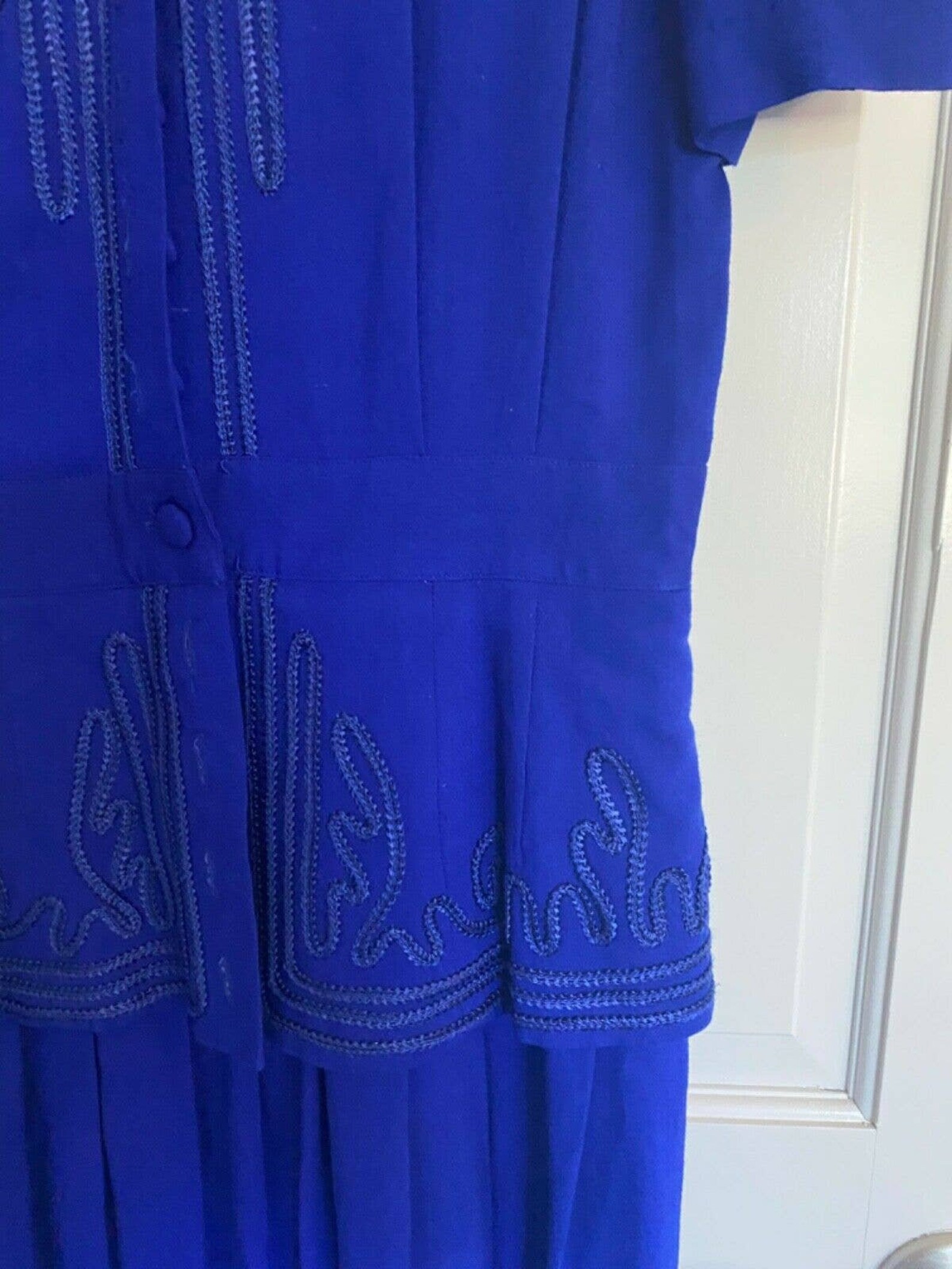 Vintage Sarah Elizabeth Long Dress Blue Sz 10 Rayon Short Sleeve ...