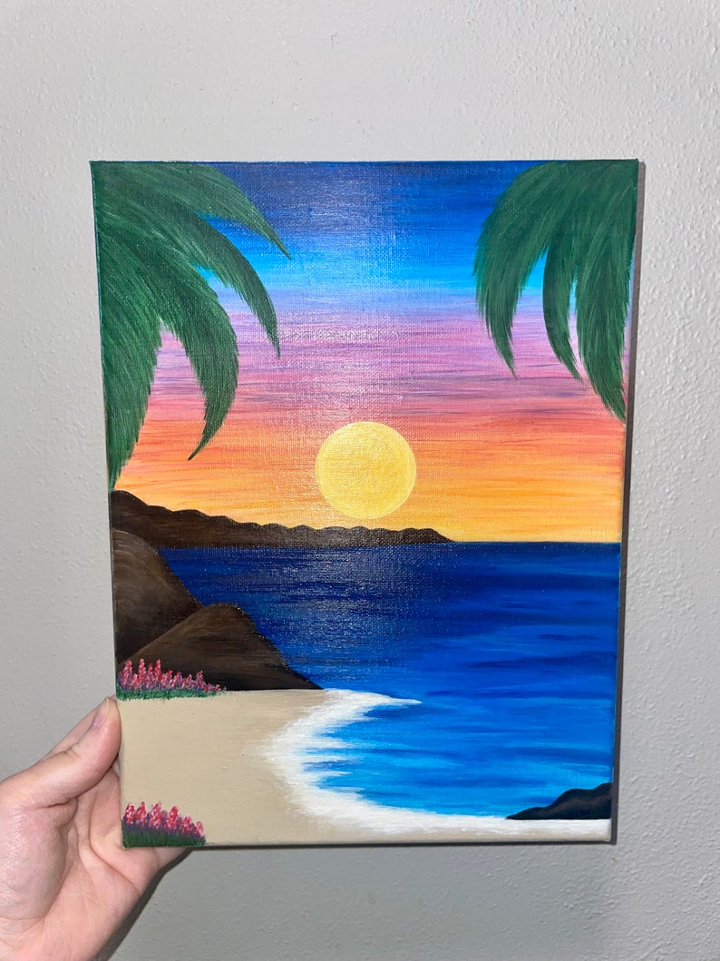 Painted Ocean Sunset Canvas - Etsy