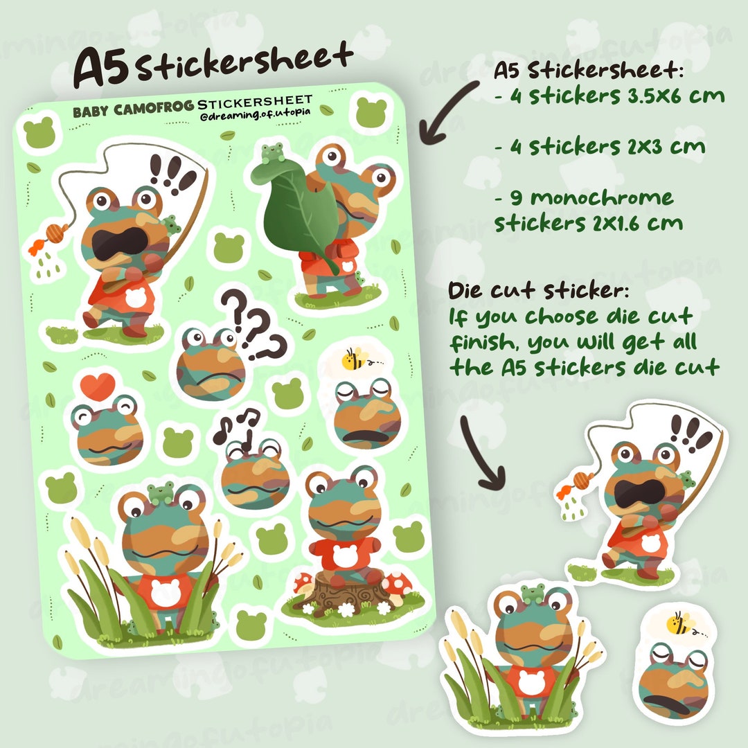 Animal Crossing Camofrog Sticker | ACNH Illustrations & Prints - Etsy