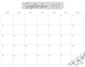 Printable Botanical September Calendar 2022 - Etsy