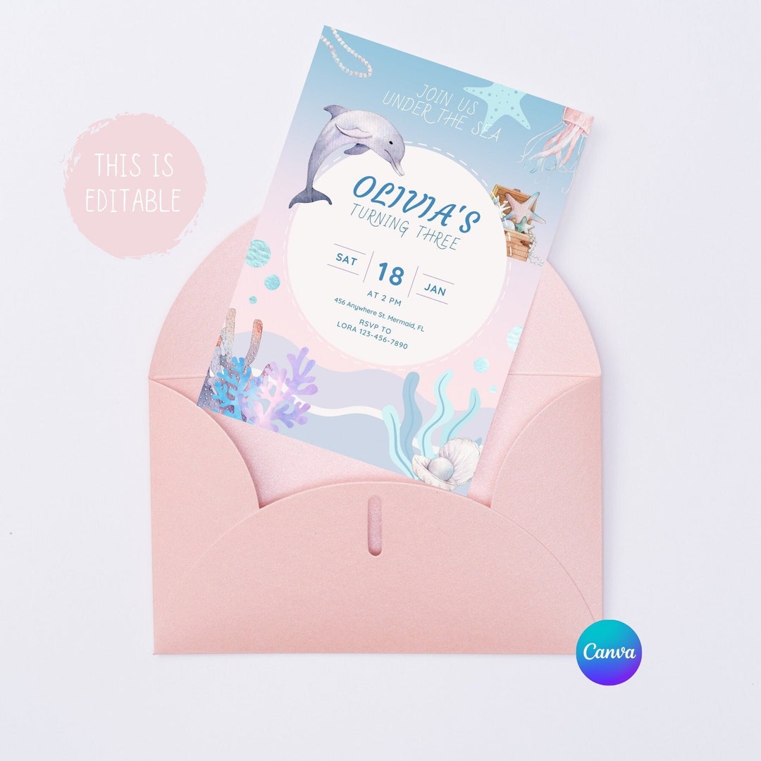 Editable Under the Sea Invitation Template Under the Sea Digital Invite ...