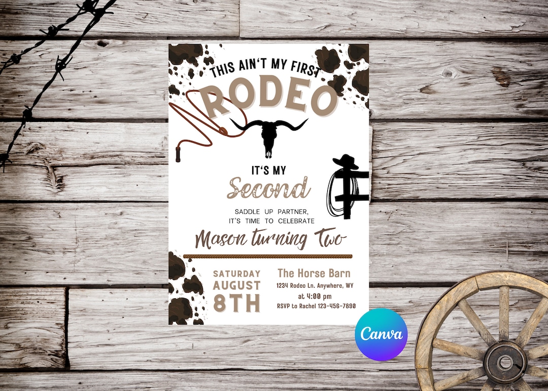 Editable Rodeo Invitation Template Not My First Rodeo It's My Second ...