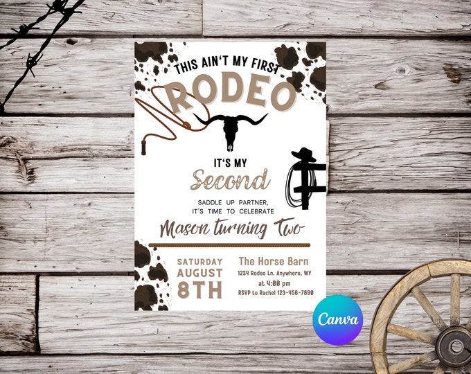 Editable Rodeo Invitation Template Not My First Rodeo It's My Second ...