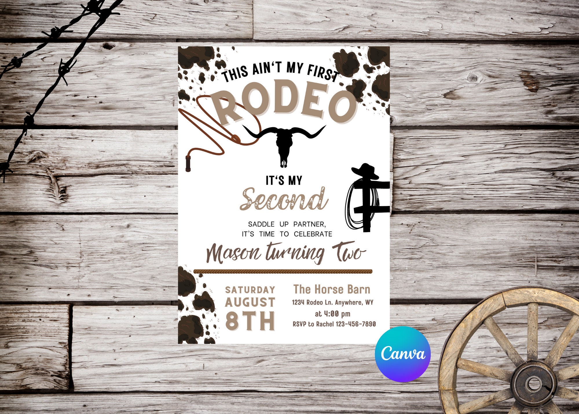 Editable Rodeo Invitation Template Not My First Rodeo It's My Second ...