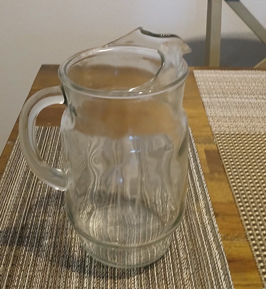 Vintage Clear Glass Pitcher With Monogram l - Etsy