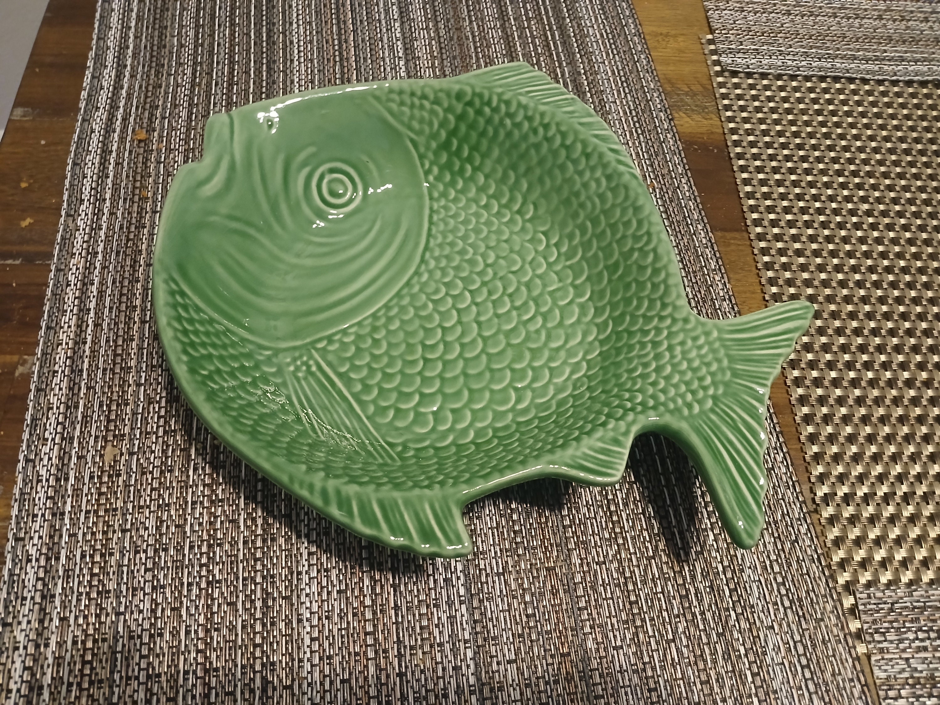 Vintage Green Fish Plate Made in Portugal - Etsy