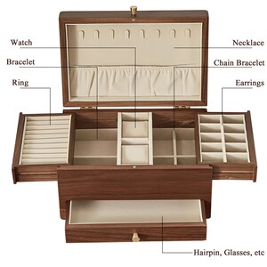 Custom Wooden Jewelry Box | 3 Layers Jewelry Box With Drawer | Double ...