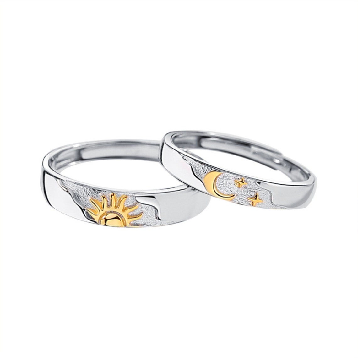 Sun Moon Star Couple Rings Boyfriend Girlfriend Matching - Etsy UK