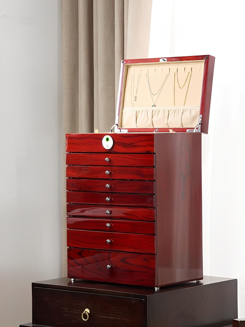 Luxury Extra Large Fingerprint Lock Jewelry Box Piano Paint 9 - Etsy