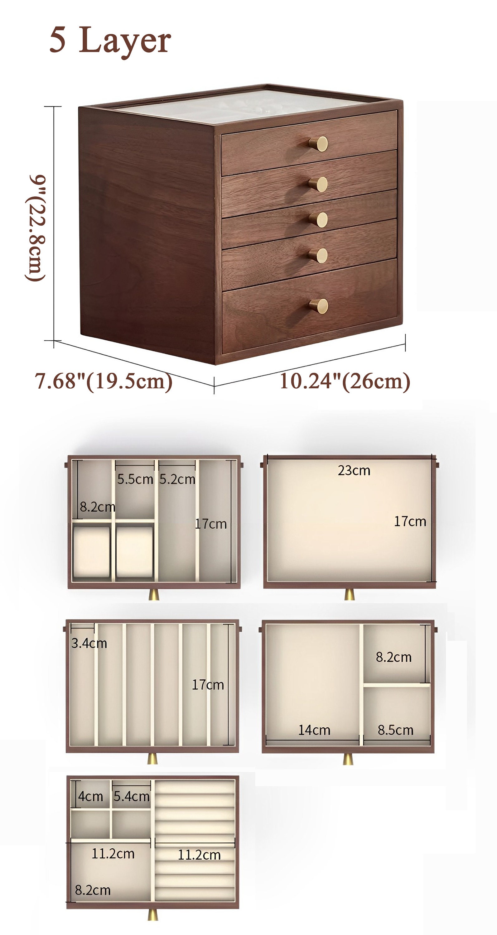 Personalized 5 Layer Glass Lid Jewelry Box Large Wooden - Etsy