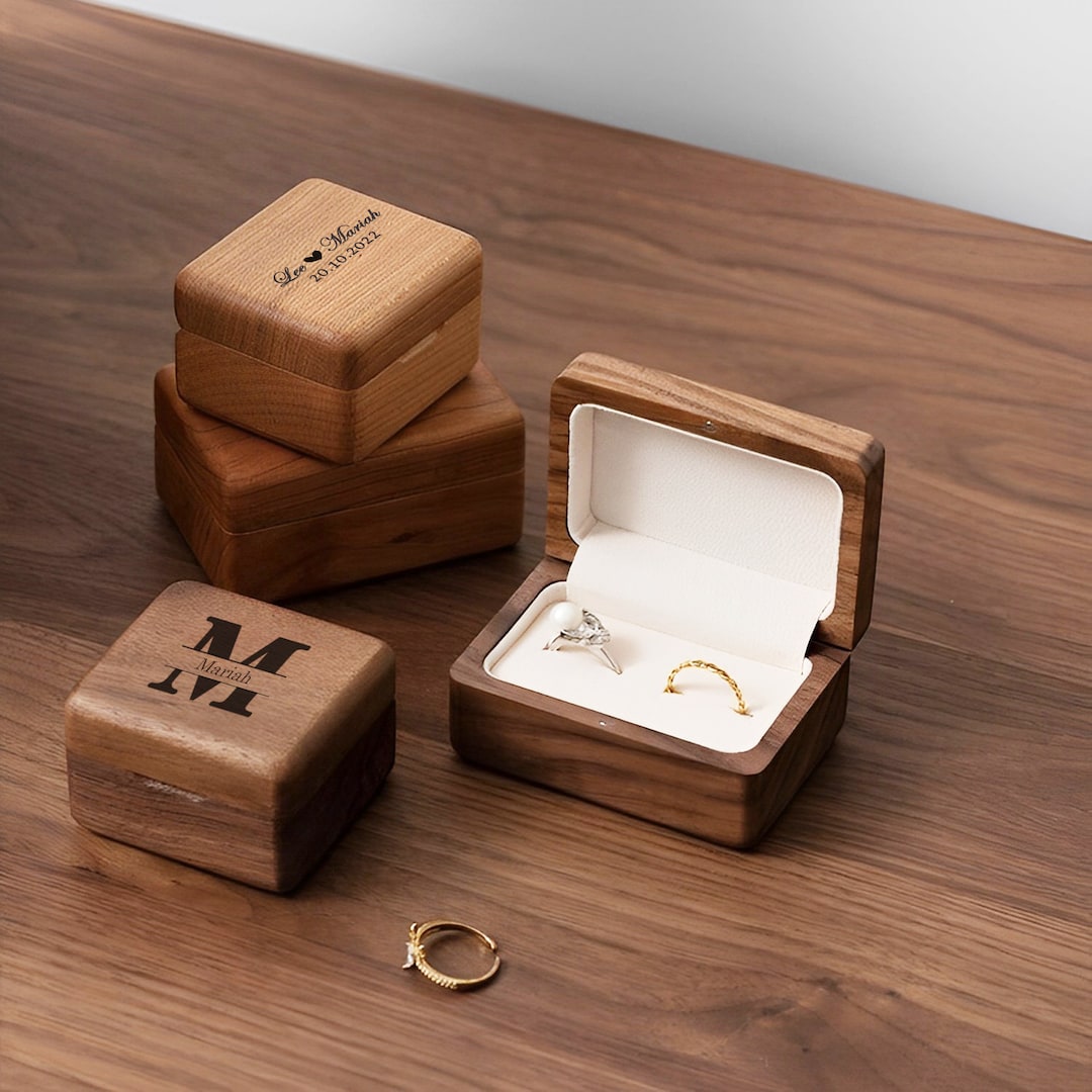 Wedding Ring Box for Ceremony Custom Jewelry Box Engagement Ring Box ...