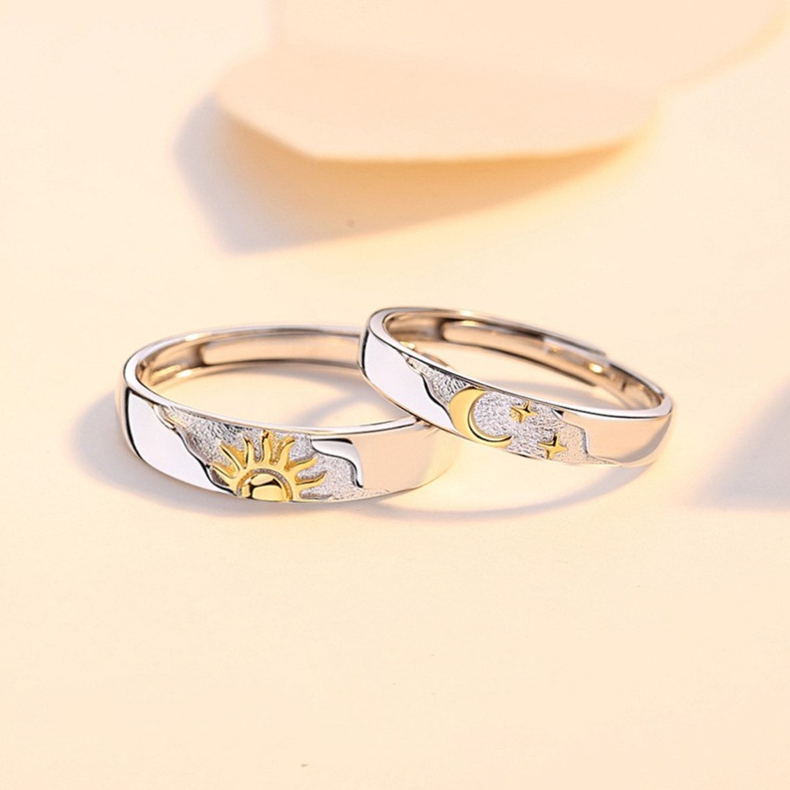 Sun Moon Star Couple Rings Boyfriend Girlfriend Matching - Etsy UK