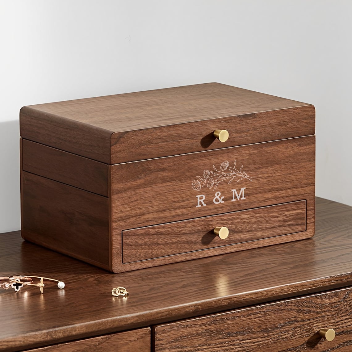 3 Layers Jewelry Box With Drawer Personalized Wooden Jewelry - Etsy