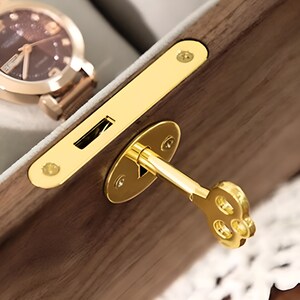 Lockable Walnut Wood Jewellery Box, Large Jewelry Box for Earring ...