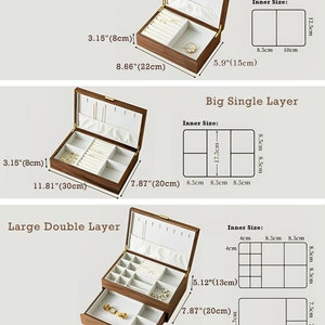 2 Layer Large Solid Wood Jewelry Box With Drawer Walnut Wood Earring ...